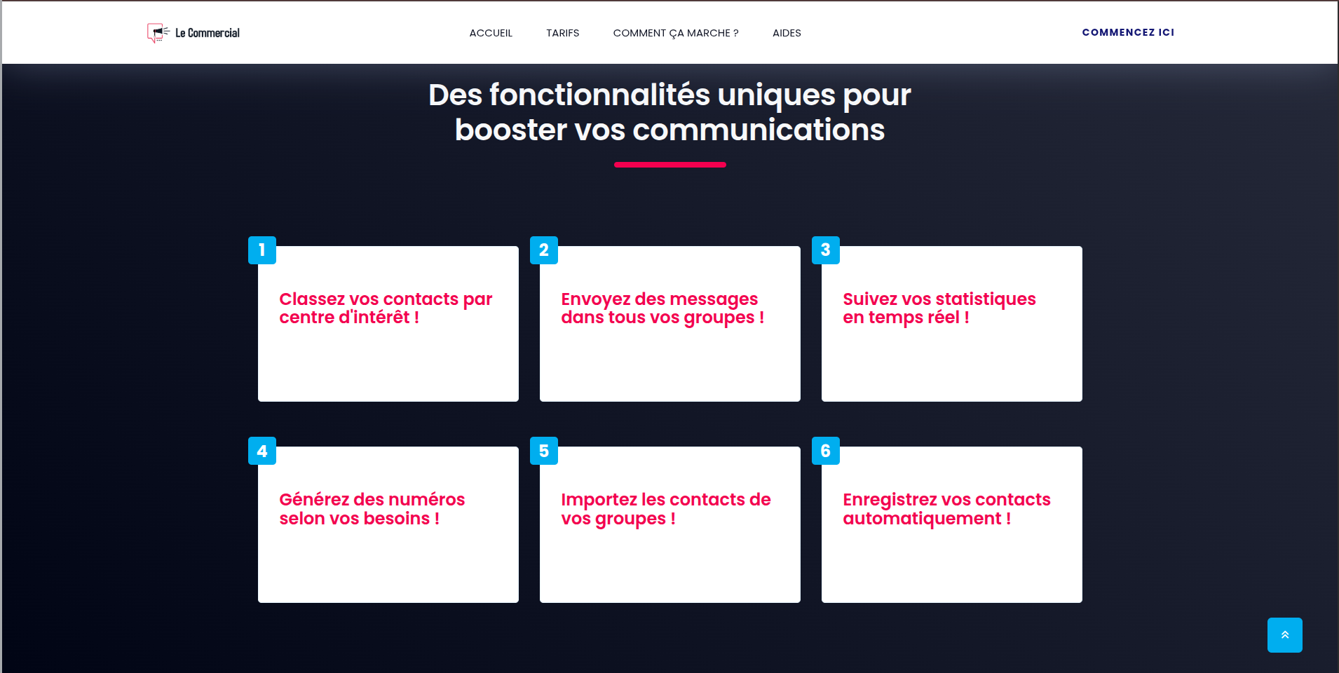Fonctionnalités WhatsApp - Le Commercial